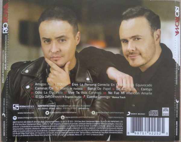 Rio Roma Eres La Persona Correcta En El Momento Equivocado CD – Música ...